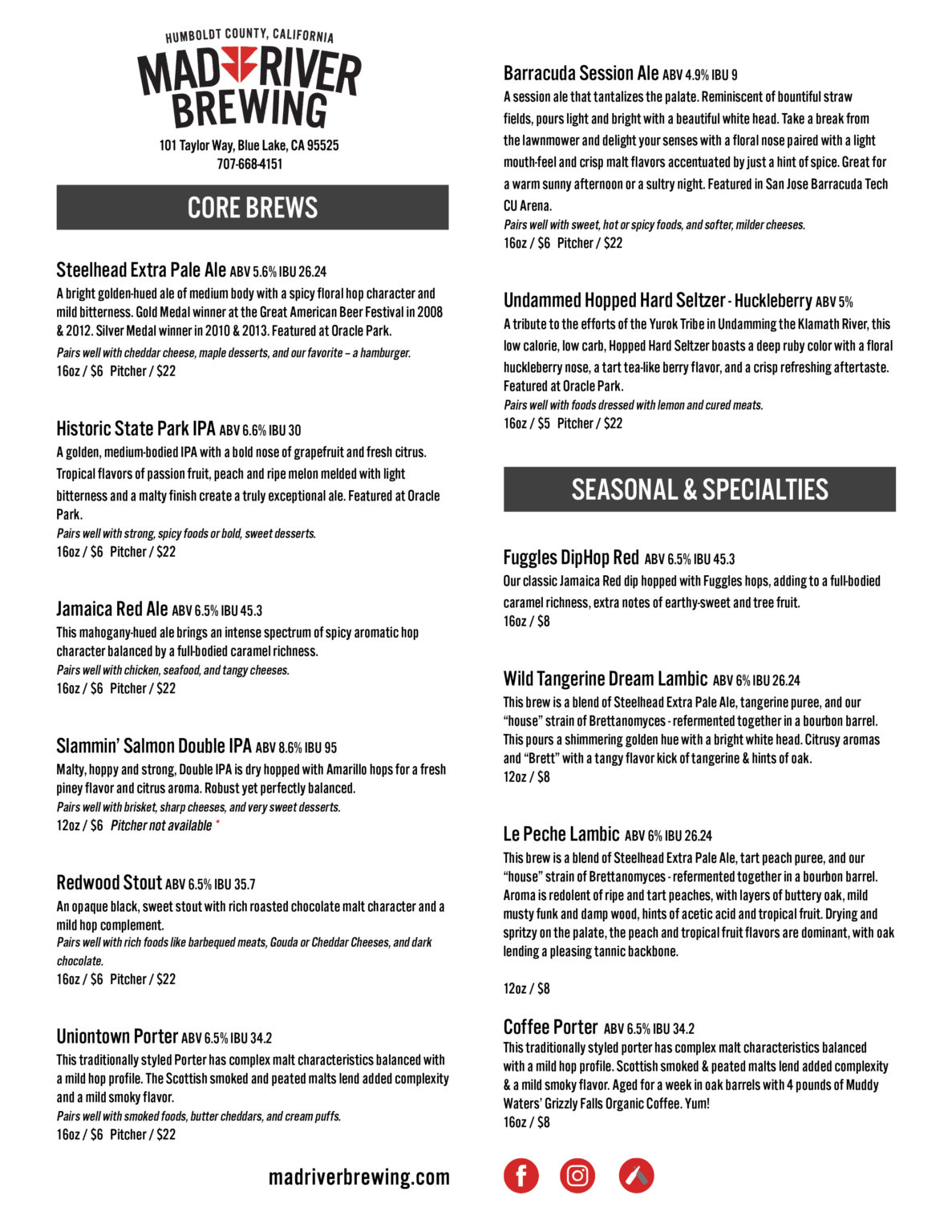 TAP ROOM – Mad River Brewing